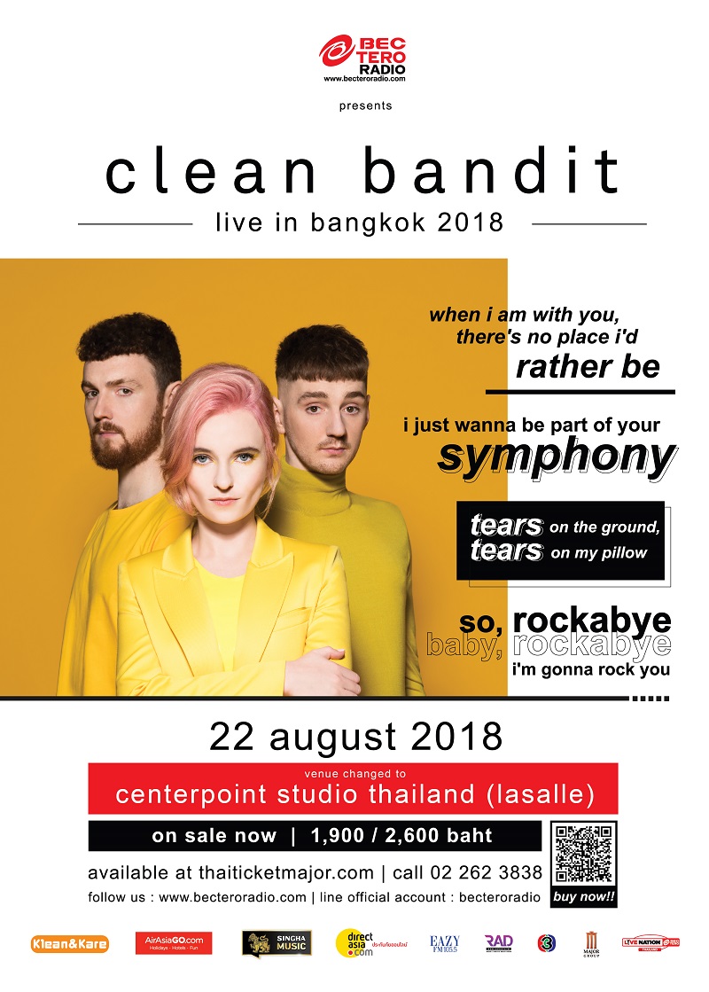 คอนเสิร์ตClean Bandit เตรียมแดนซ์สนั่นกับ Clean Bandit Live in Bangkok