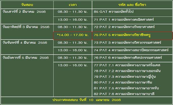 gat pat 56 สอบ gat pat 56 ตารางสอบgat pat 2556 ครั้งที่ 2 สนามสอบ gat pat 56 ออกแล้ว